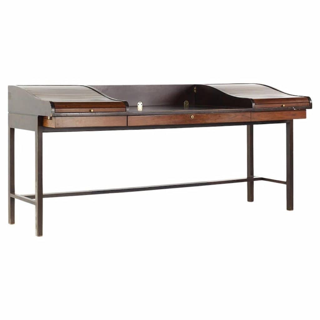 Gunnar Nielsen Mid Century Teak Tambour Desk - Mid Century Modern ...