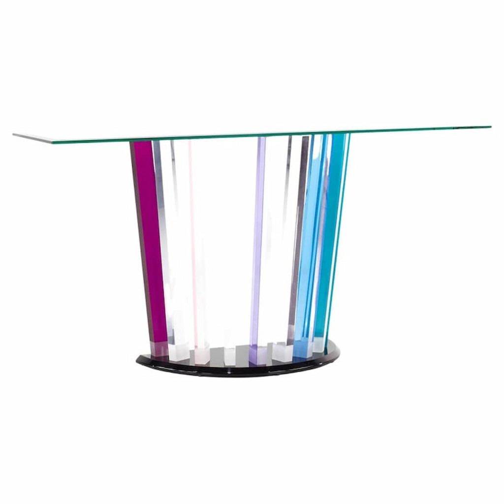 Shlomi Haziza Colored Lucite Glass Top Console Table | Mid Century ...