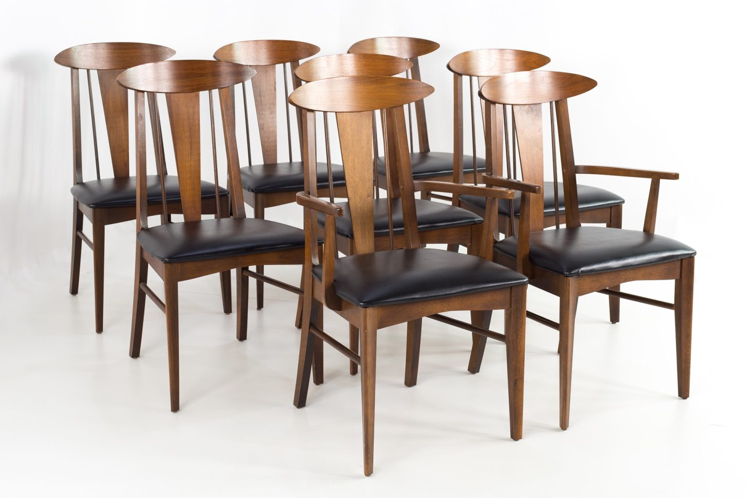 Garrison Cats Eye Mid Century Walnut and Vinyl Dining Chairs – Set of 8 ...