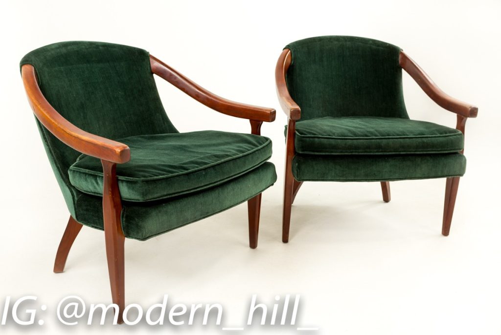 Marden Mid-Century Velvet Barrel Back Chairs | Mid Century Modern ...