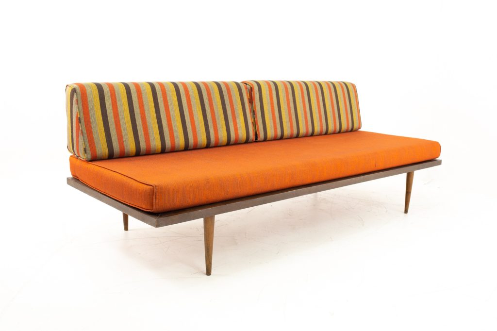 Mid Century Armless Striped Daybed Sofa | Mid Century Modern Furniture ...
