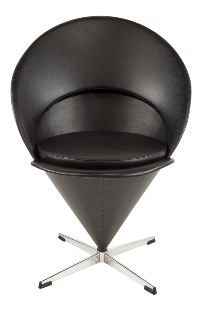 Original Verner Panton Cone Chair in Black Leather | Mid Century Modern ...