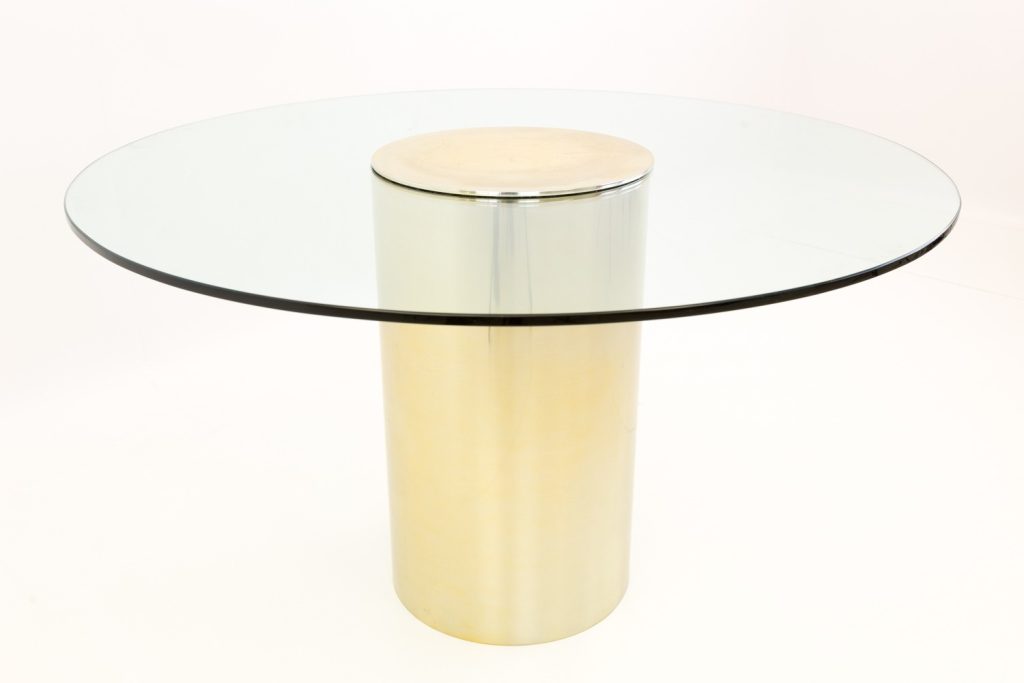 Paul Mayen for Habitat Brass and Glass Drum Dining Table | Mid Century ...