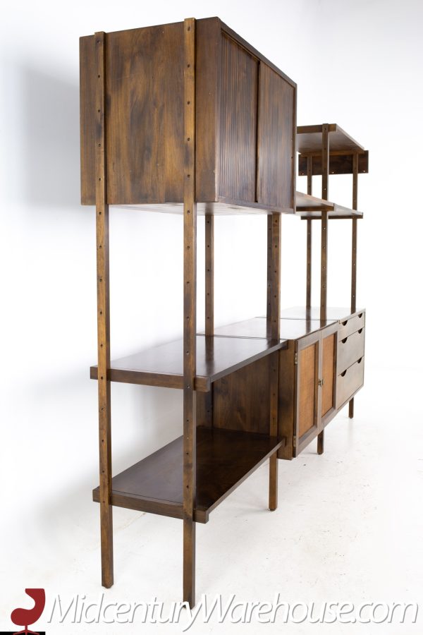 Noral Olson for Kopenhavn Mid Century Yugoslavian Walnut 3 Bay Wall ...