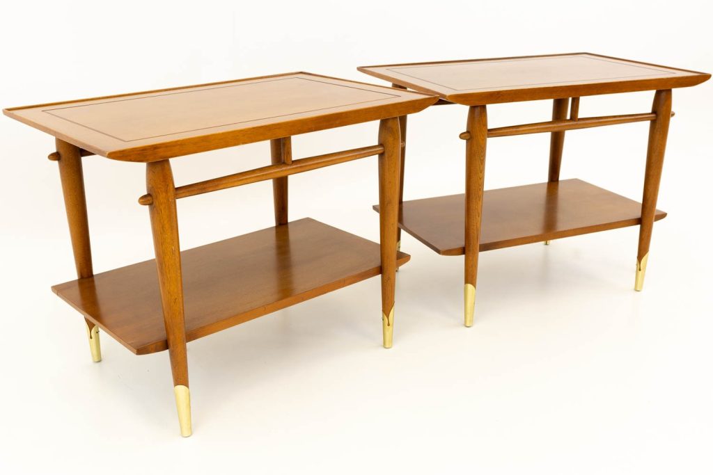 Lane Alta Vista Walnut and Brass Mid Century Modern Side End Tables ...