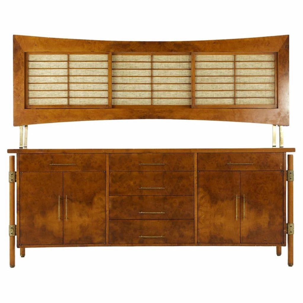 Young Manufacturing Mid Century Walnut Curved Buffet and Hutch | Mid ...