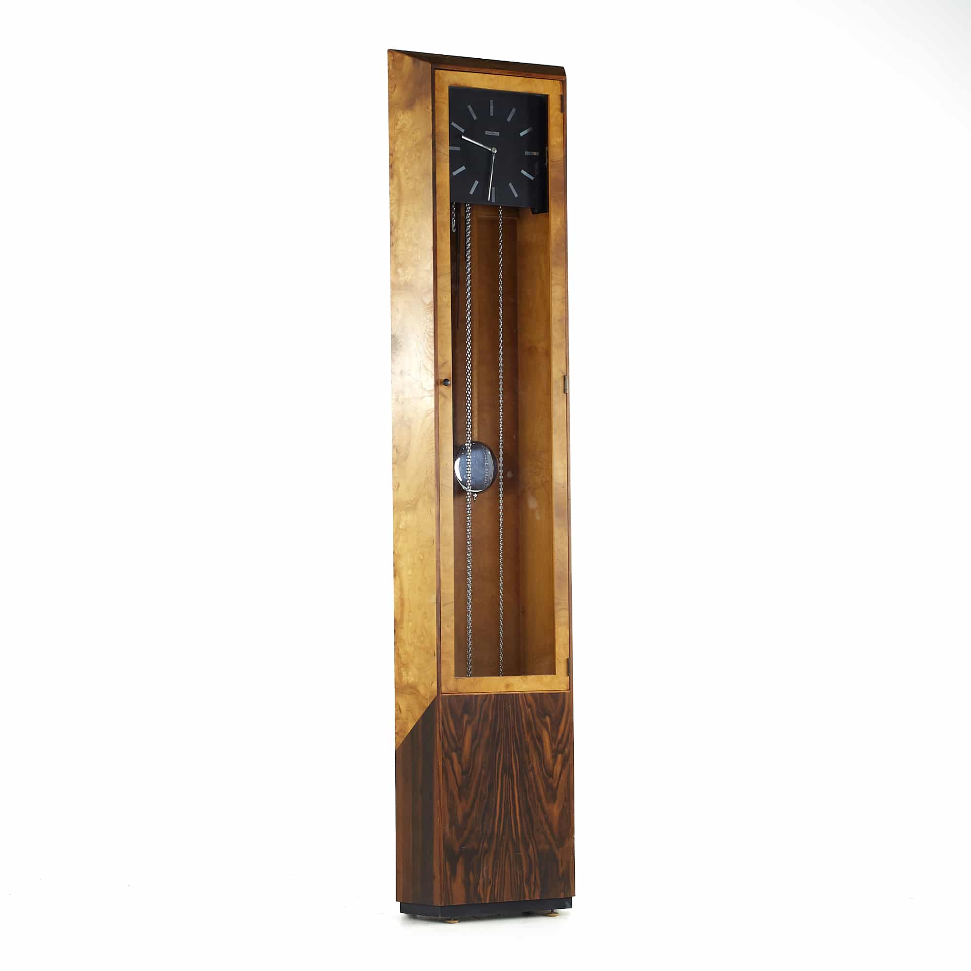 Howard Miller Chrome and Smoked Glass Mid Century Digital Floor Clock