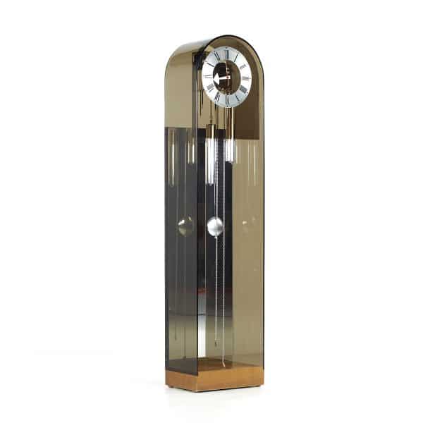 Howard Miller Chrome and Smoked Glass Mid Century Digital Floor Clock
