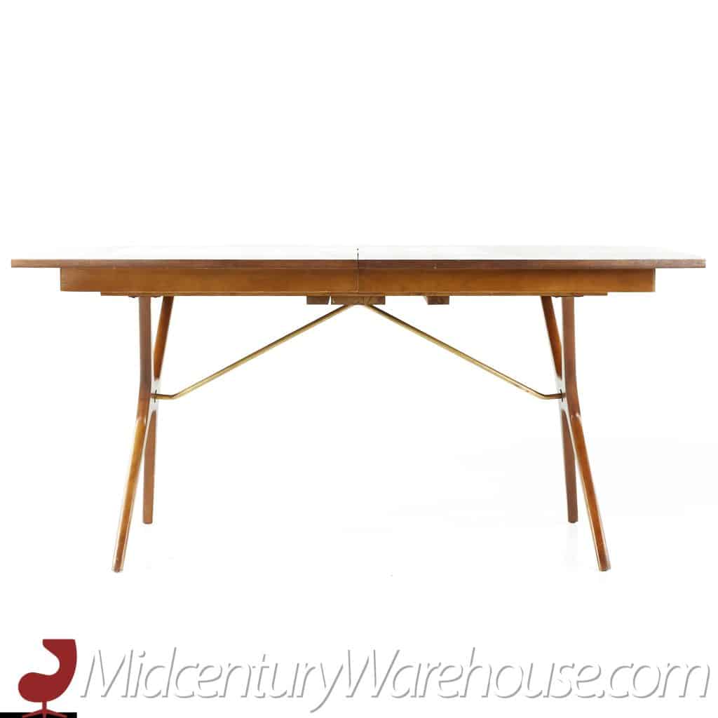 Rway Mid Century Walnut and Brass Expanding Dining Table with 2 Leaves ...