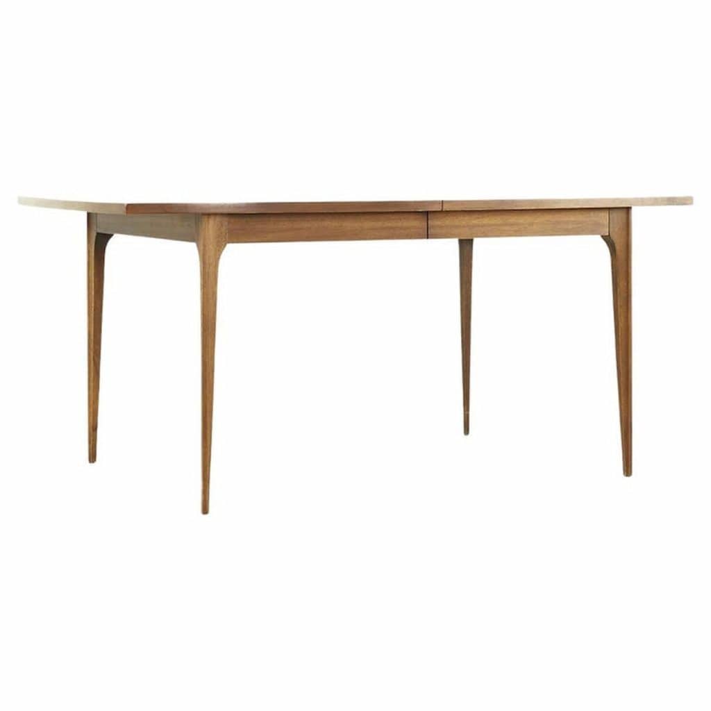 United Mid Century Walnut Pedestal Expanding Dining Table With 1 Leaf ...