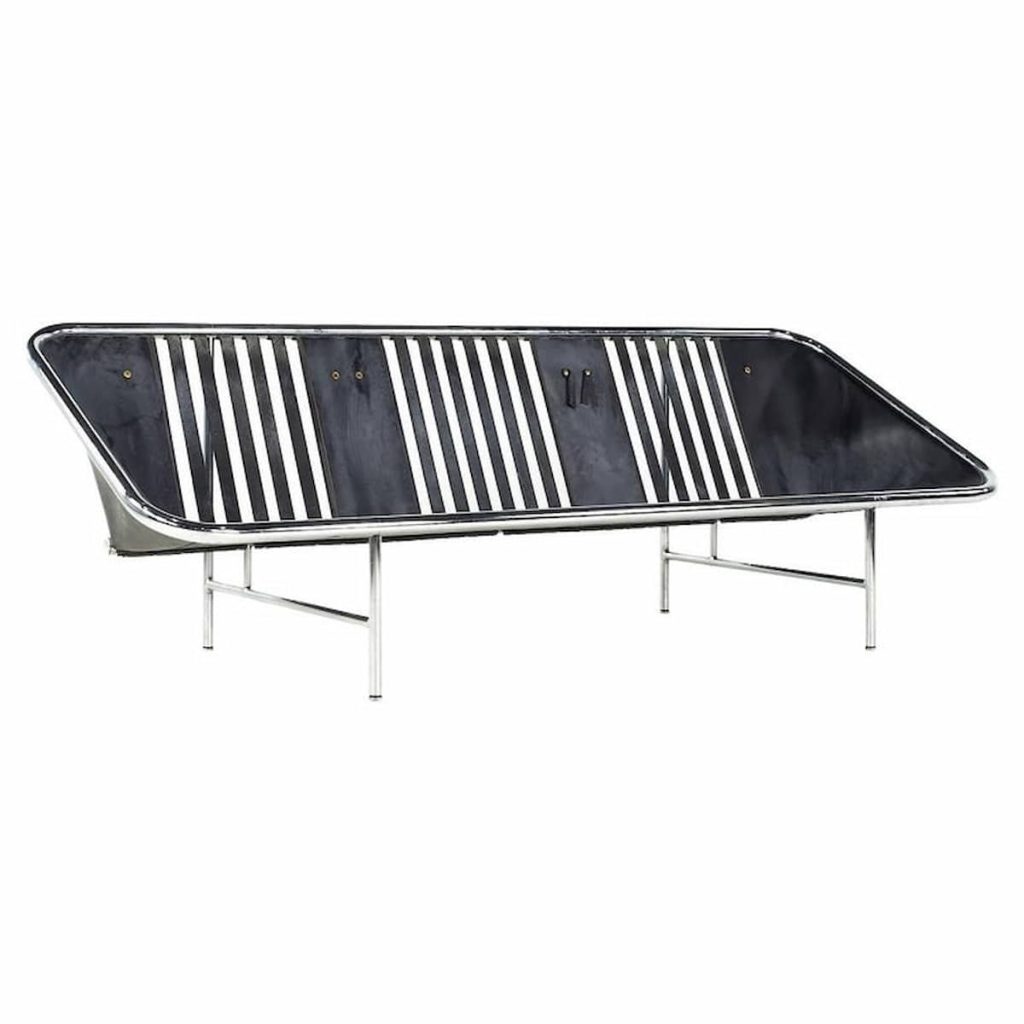 Mid Century Armless Striped Daybed Sofa – Pair - Mid Century Modern ...
