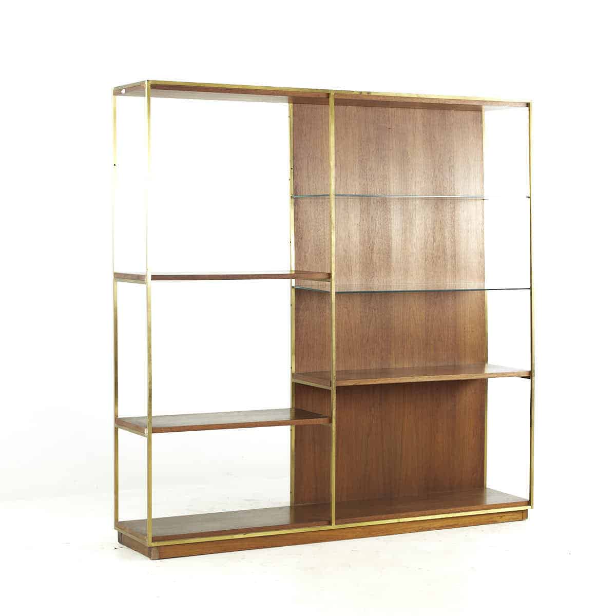 Ello Mid Century Walnut 3 Bay Freestanding Wall Unit
