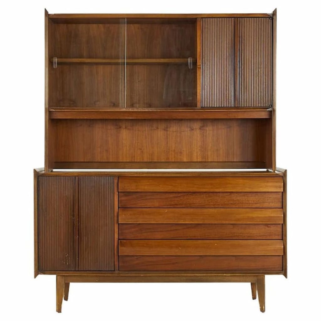Mount Airy Janus Mid Century Walnut Buffet and Hutch | Mid Century ...