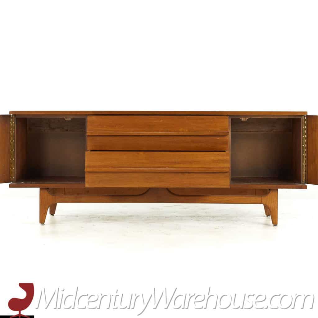 Young Manufacturing Mid Century Walnut Curved Buffet and Hutch - Mid ...