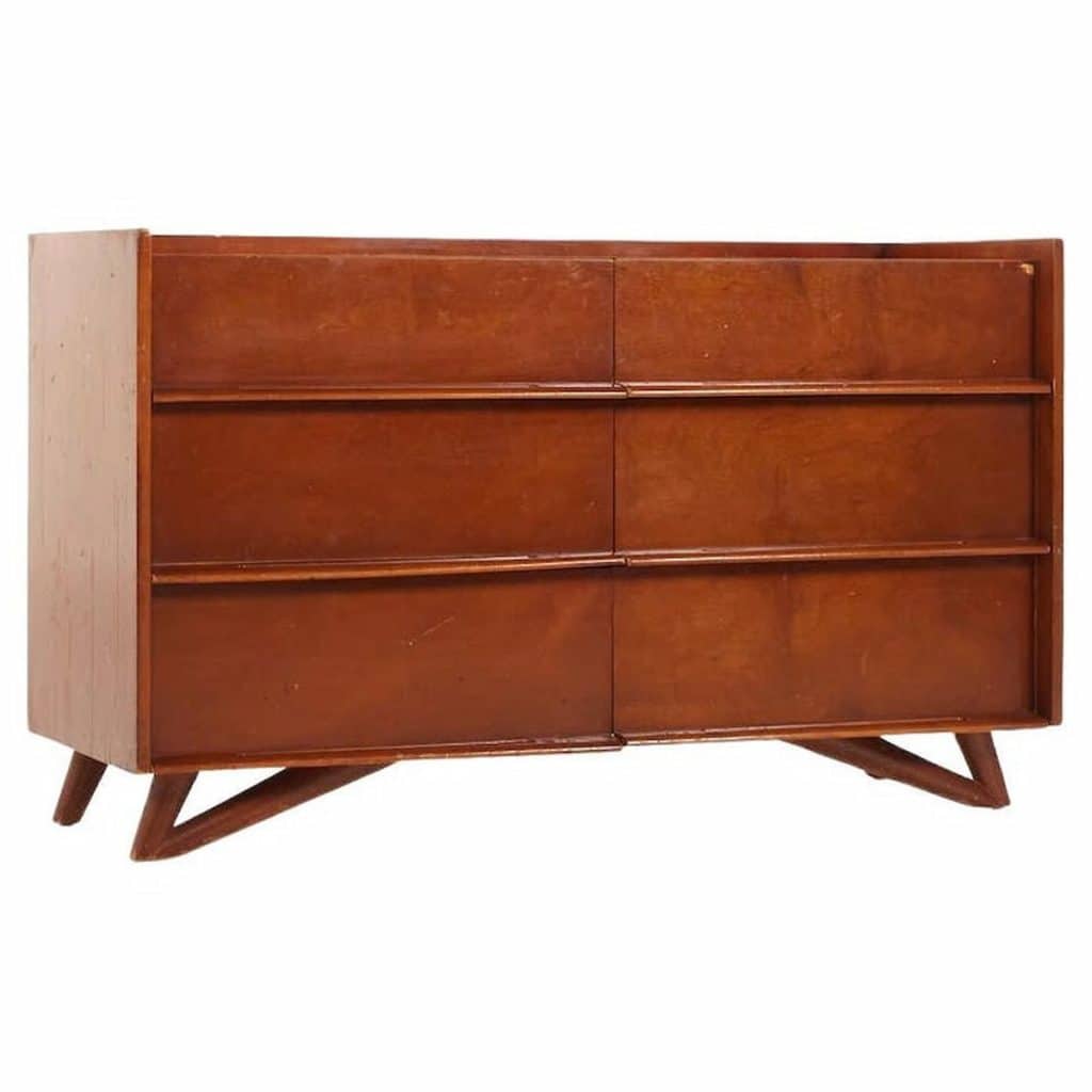 Broyhill Sculptra Mid Century 9 Drawer Walnut Lowboy Dresser | Mid ...