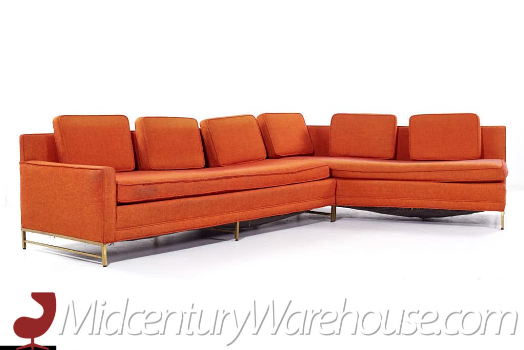 Paul McCobb Style Rowe Mid Century Brass Sectional Sofa | Mid Century ...