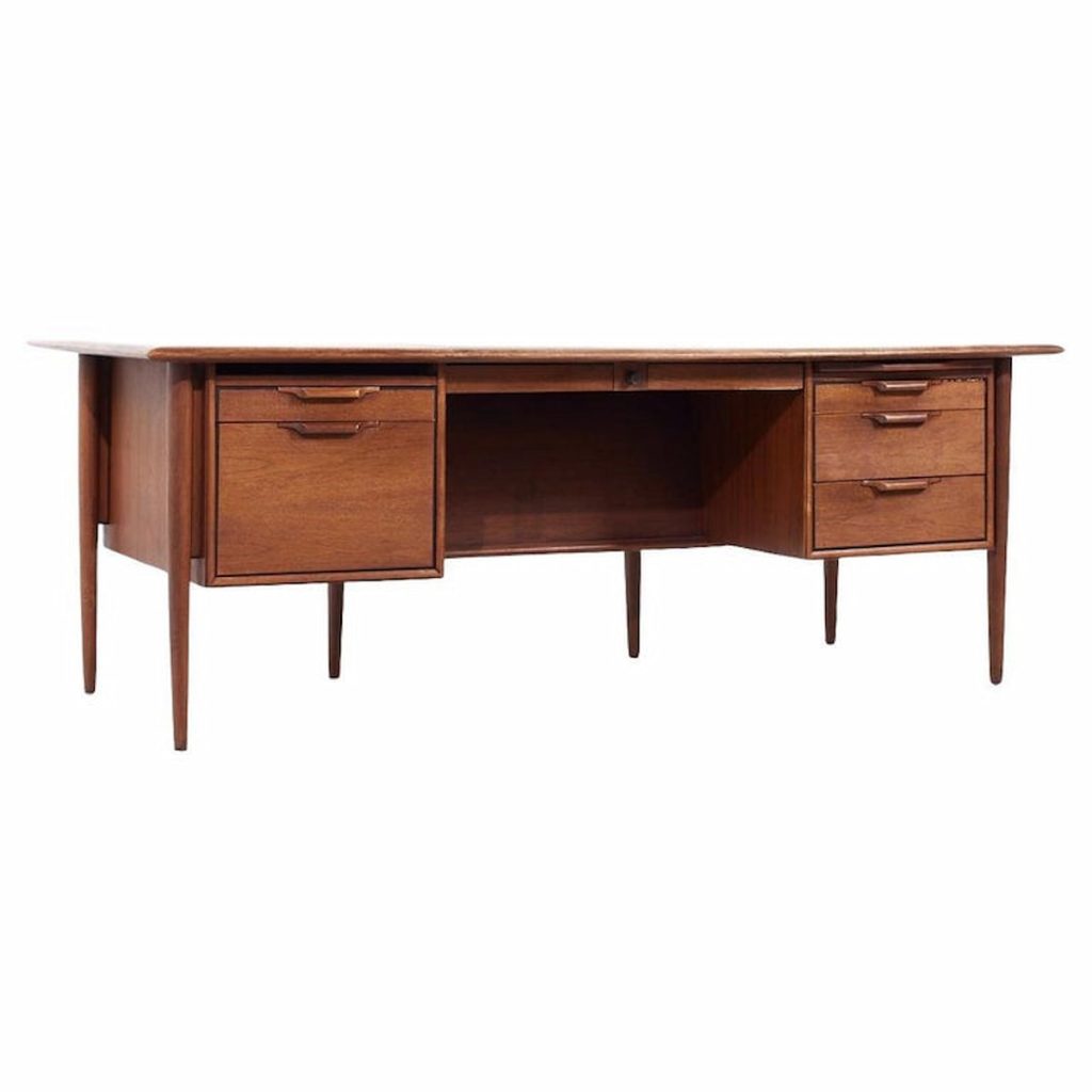 Alma Mid Century Walnut and Leather Executive Desk | Mid Century Modern ...