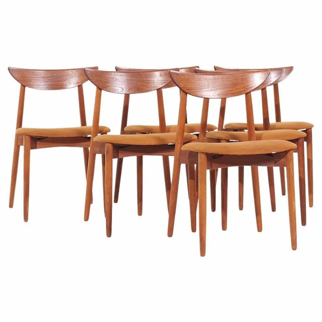Lane Perception Mid Century Walnut Dining Chairs – Set of 6 | Mid ...