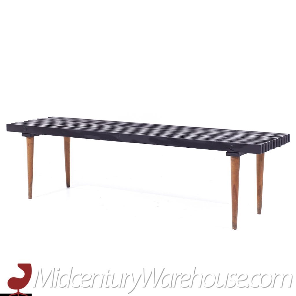 George Nelson Style Mid Century Black Slatted Bench | Mid Century ...