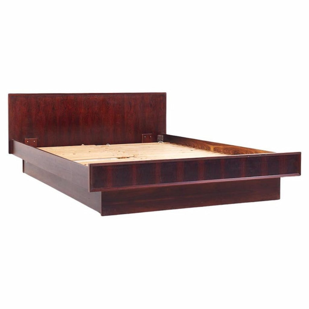 Komfort Mid Century Danish Queen Rosewood Platform Bed with Nightstands ...