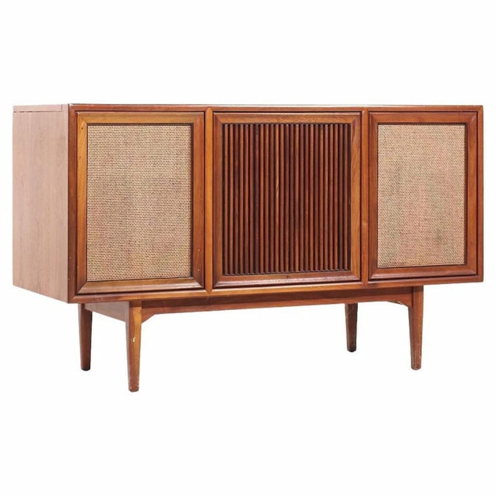 Kipp Stewart for Drexel Declaration Mid Century Walnut Stereo Console ...