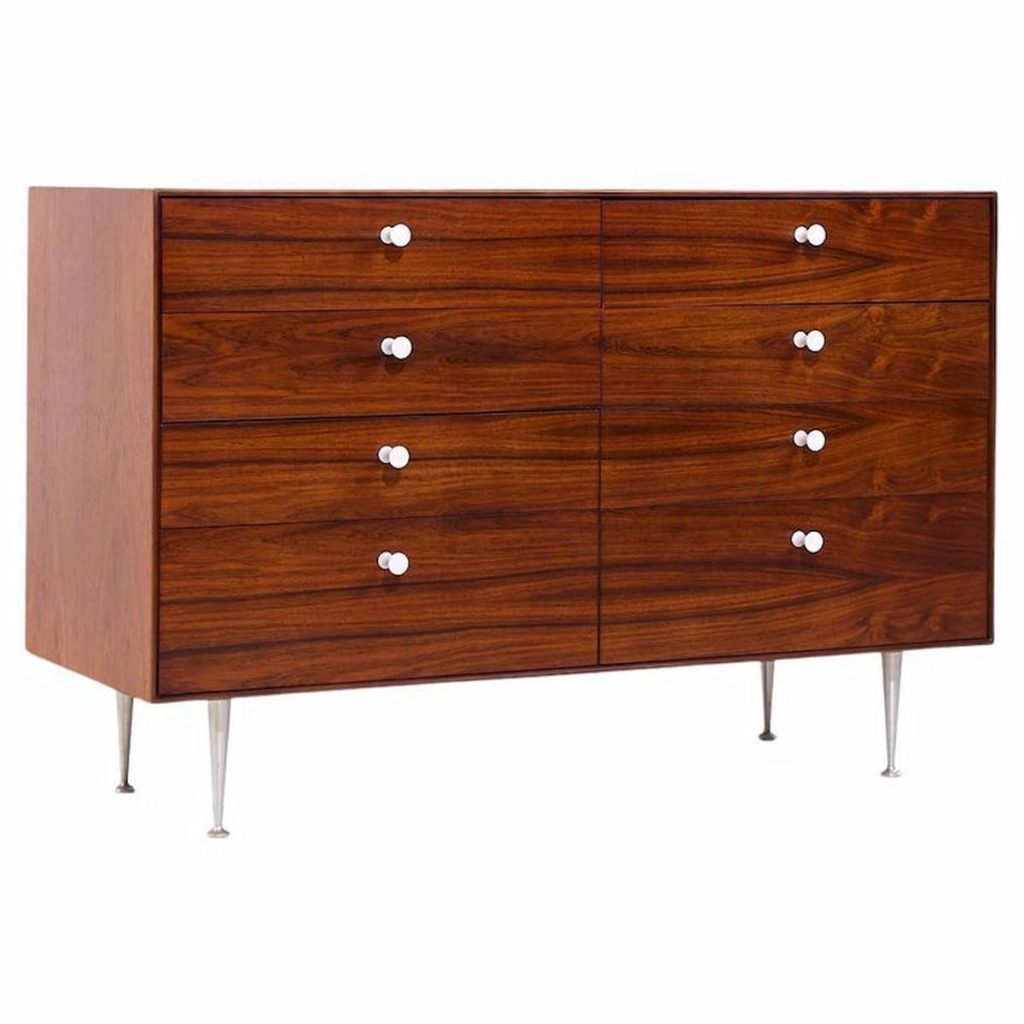 George Nelson Mid Century Rosewood Thin Edge 5 Drawer Chest – Pair ...