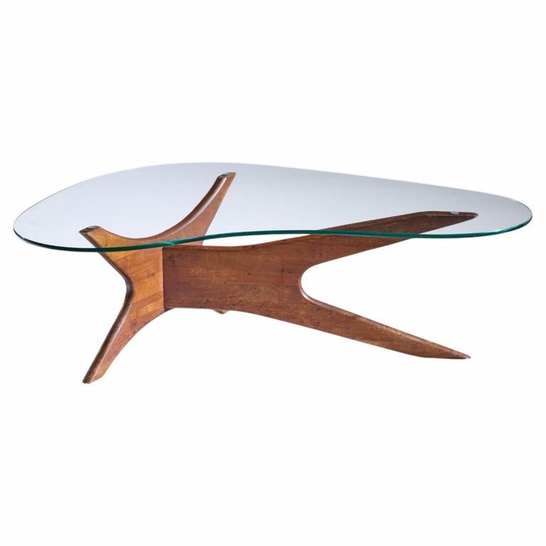 Adrian Pearsall for Craft Associates Mid Century Walnut and Glass ...