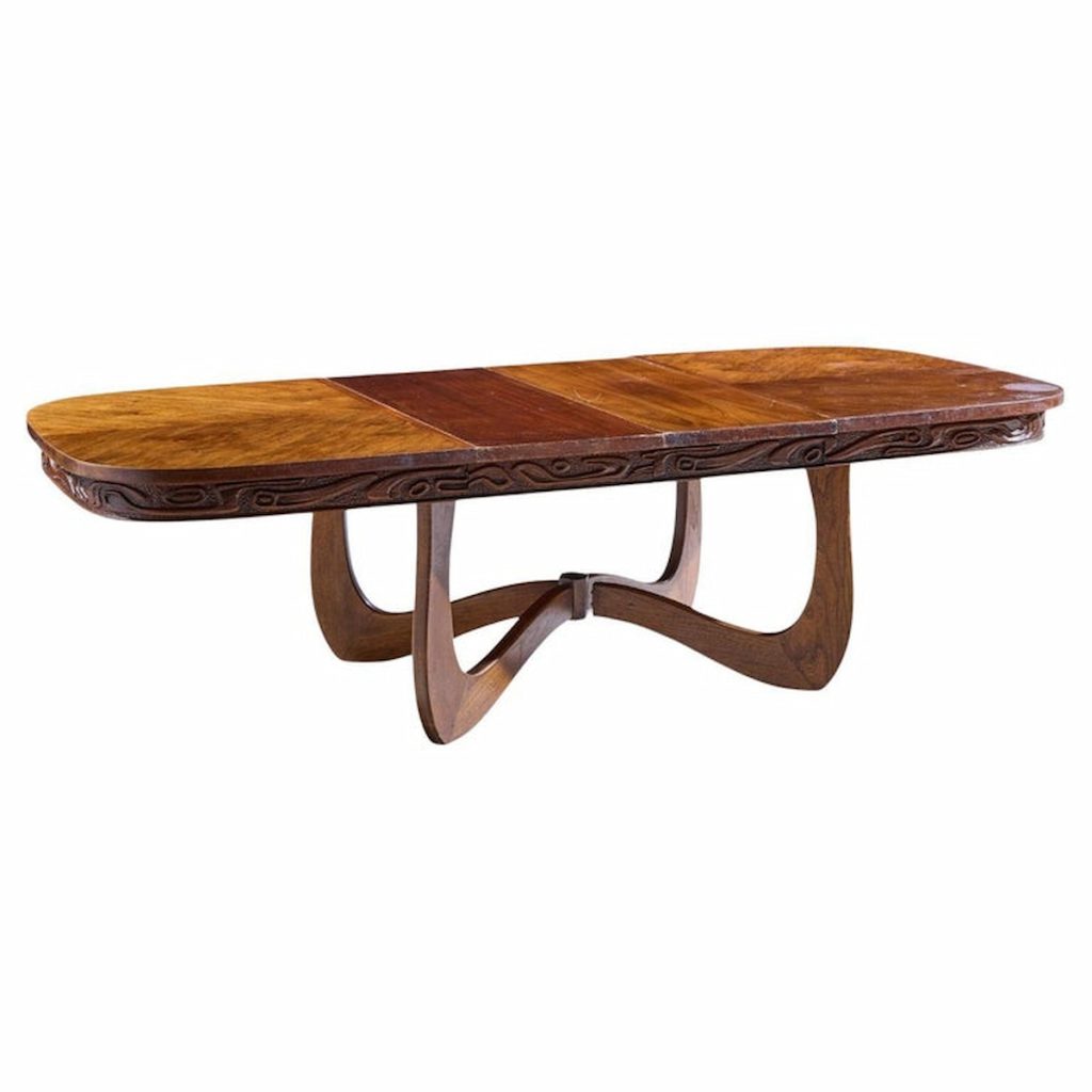 Harvey Probber Mid Century Bleached Mahogany Expanding Saber Leg Dining ...
