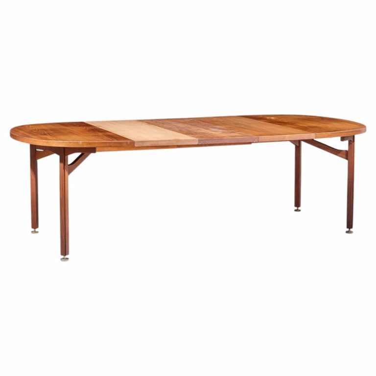 Arne Vodder Mid Century Danish Teak Expanding Round Dining Table with 3 ...
