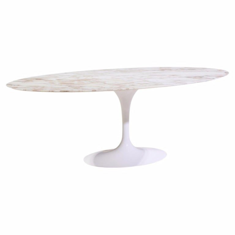 Eero Saarinen for Knoll Mid Century 96-inch Oval Marble Tulip Dining ...